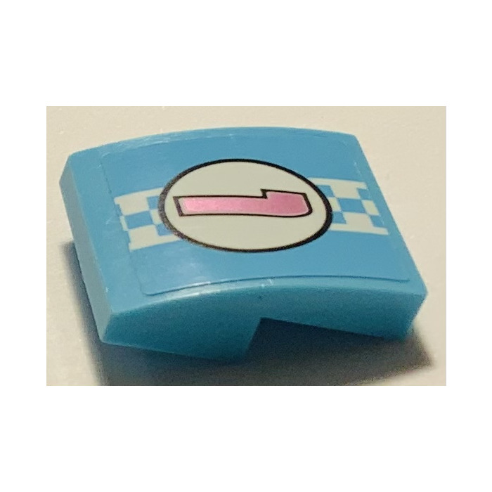 LEGO Slope 2 x 2 Curved with White circle with a metallic lavender 1 ...