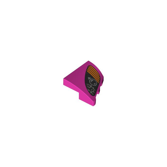 LEGO Slope 2 x 2 x 0.6 Curved Angled Left with Black and Orange ...