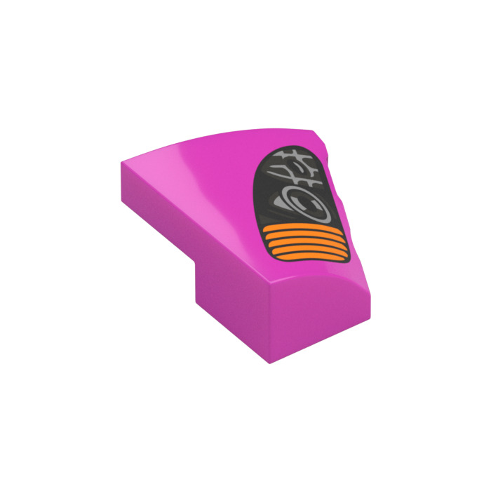LEGO Slope 2 x 2 x 0.6 Curved Angled Right with Black and Orange ...