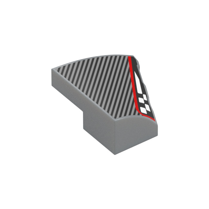 LEGO Slope 2 x 2 x 0.6 Curved Angled Right with Red and Black and White ...