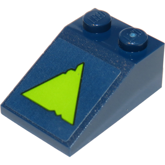 LEGO Slope 2 x 3 (25°) with Lime Triangle with Cut Out Edges Sticker ...