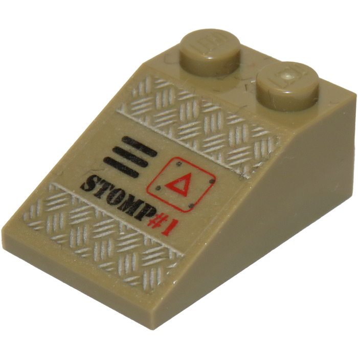 LEGO Slope 2 x 3 (25°) with Tread Plates, Grille, Red Triangle and ...