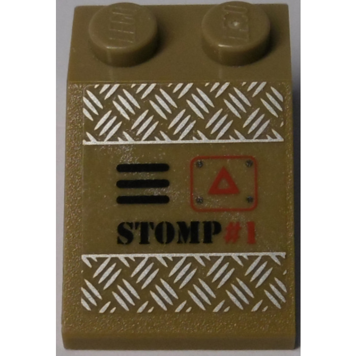 LEGO Slope 2 x 3 (25°) with Tread Plates, Grille, Red Triangle and ...