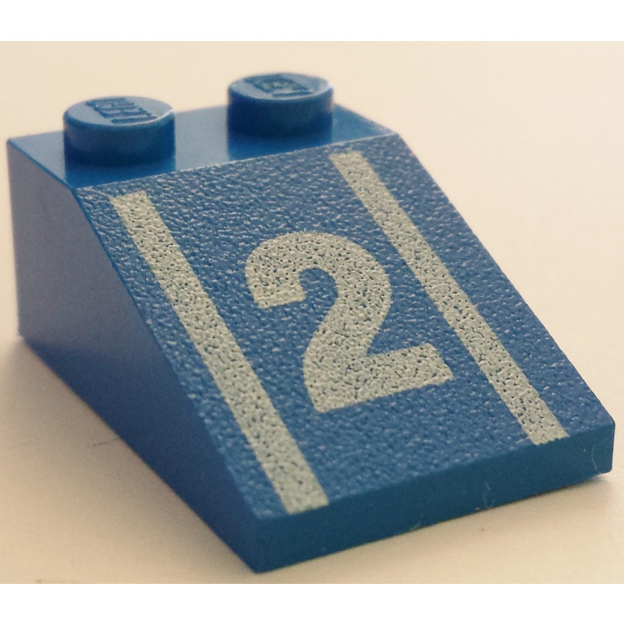 LEGO Slope 2 x 3 (25°) with White "2" and Stripes (3298) | Brick Owl