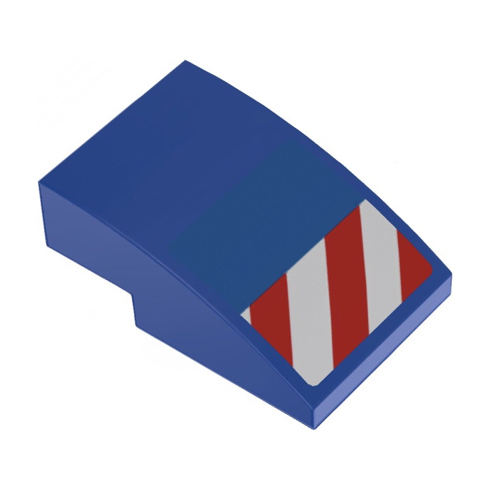 LEGO Slope 2 x 3 Curved with Red and White Diagonal Stripes (Right ...