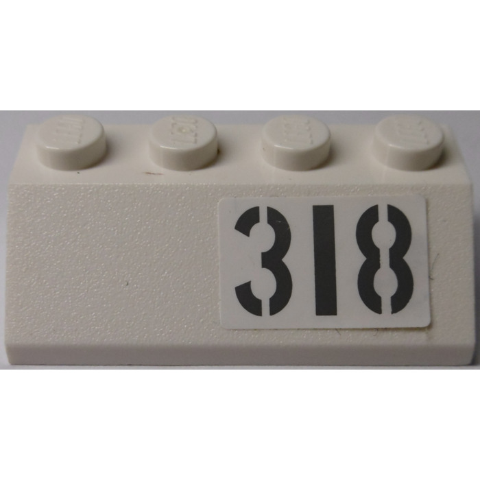 LEGO Slope 2 x 4 (45°) with '318' (Left) Sticker (3037) | Brick Owl ...