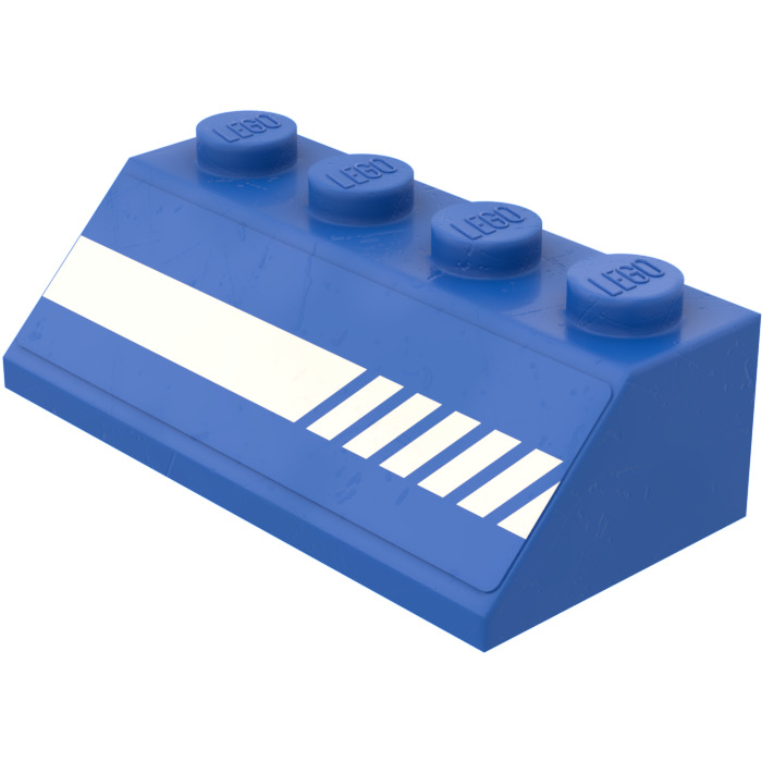 LEGO Slope 2 x 4 (45°) with Diagonal Striped White Lines (Left) Sticker ...