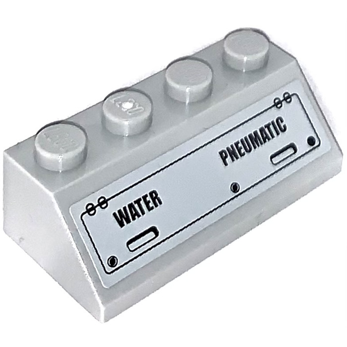 LEGO Slope 2 x 4 (45°) with "Water" and "Pneumatic" Sticker (3037 ...