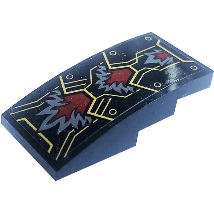 LEGO Slope 2 x 4 Curved with Lines, Ring, Red Hair Sticker (93606 ...