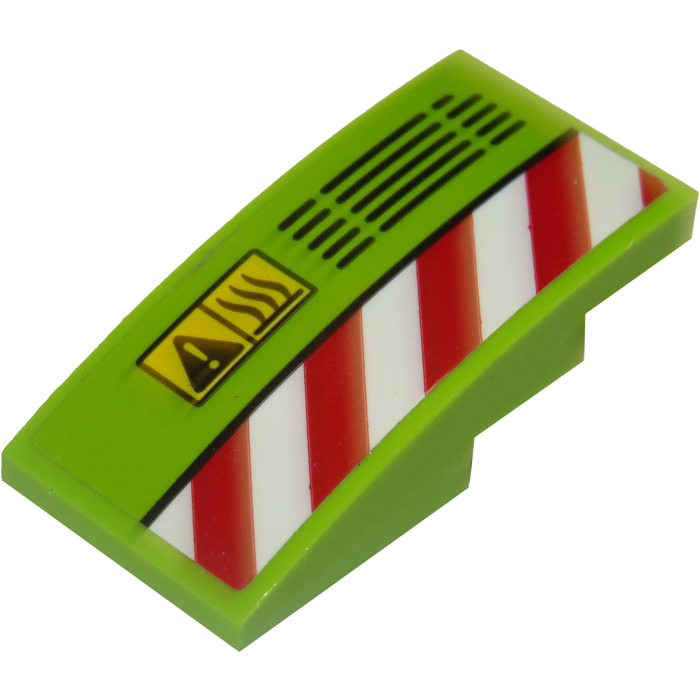 LEGO Slope 2 x 4 Curved with Red and White Danger Stripes, Vent and ...