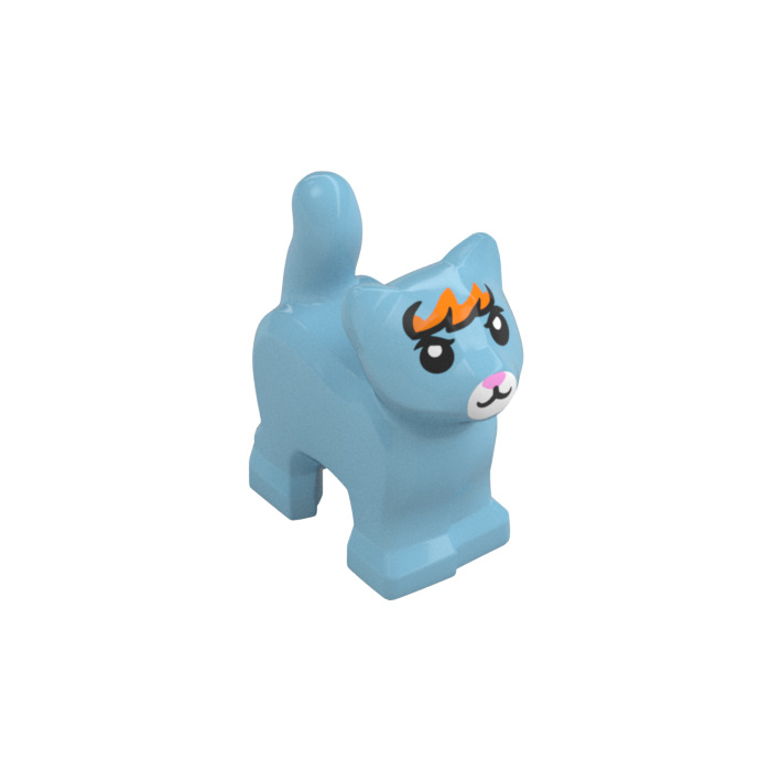 LEGO Standing Cat with Short Tail Up with White Muzzle and Orange Angry ...