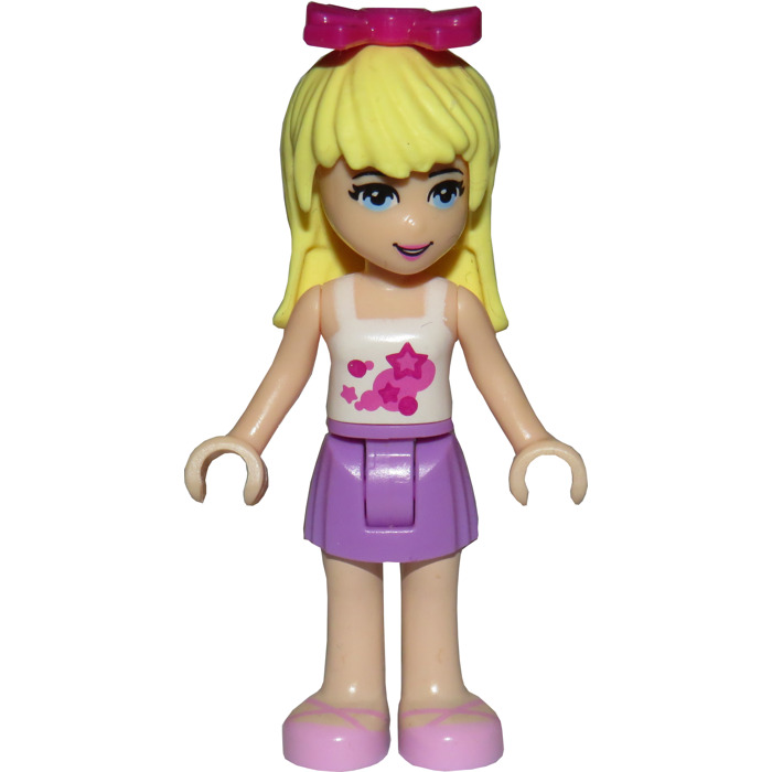 LEGO Stephanie with White Stars Top and Lavender Skirt with Hair Bow ...