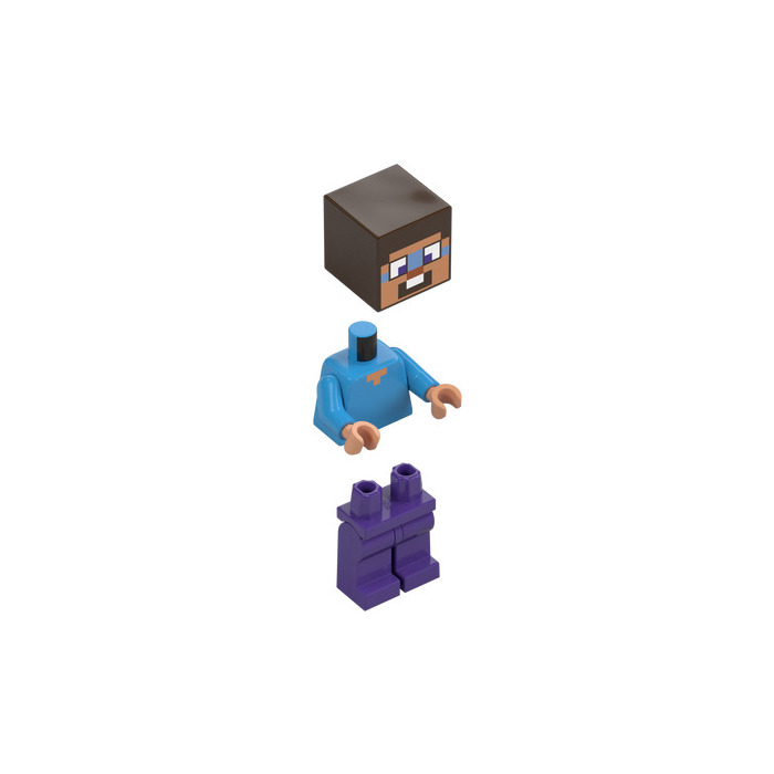 LEGO Steve with Dark Purple Legs and Flesh Face with Dark Azure ...