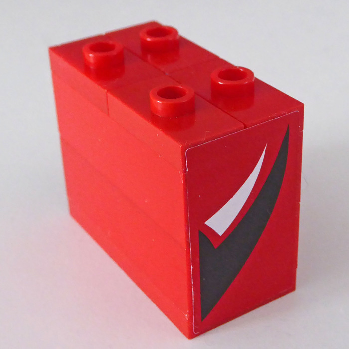 LEGO Stickered Assembly of Two Red Brick 2x4, One Plate 2x4 and Four ...