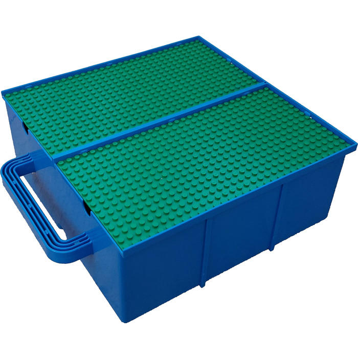 LEGO Storage Bin with Handle and Six Compartments with Green Baseplate ...