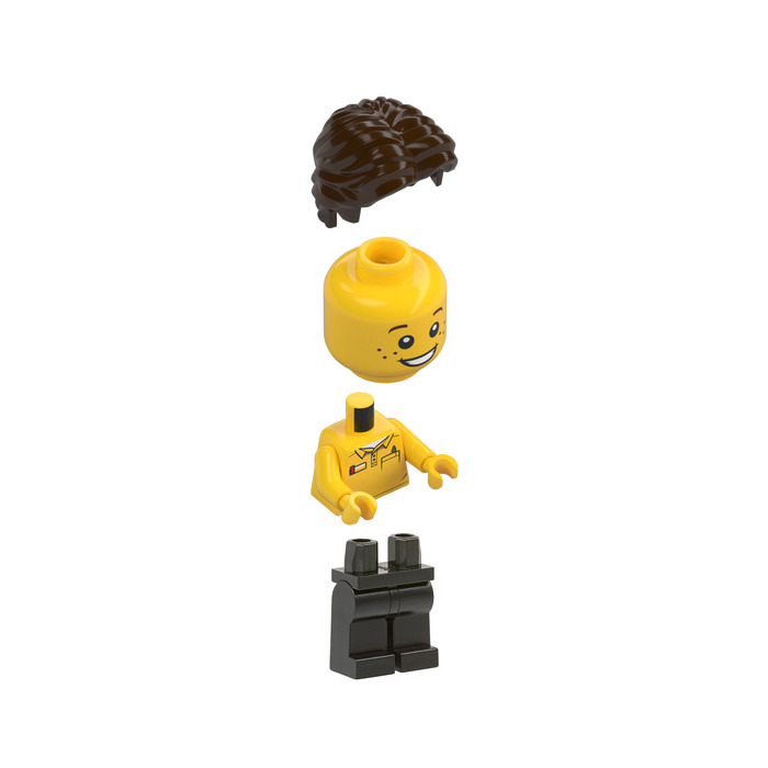LEGO Store Employee with Black Legs and Dark Brown Hair Minifigure ...