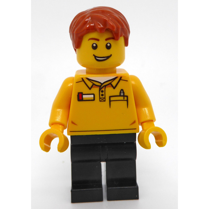 LEGO Store Employee with Black Legs and Dark Orange Hair Minifigure ...