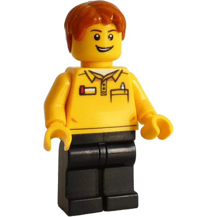 LEGO Store Employee with Black Legs and Dark Orange Hair Minifigure ...