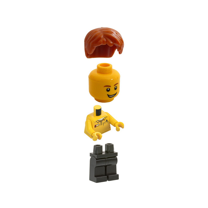 LEGO Store Employee with Black Legs and Dark Orange Hair Minifigure ...