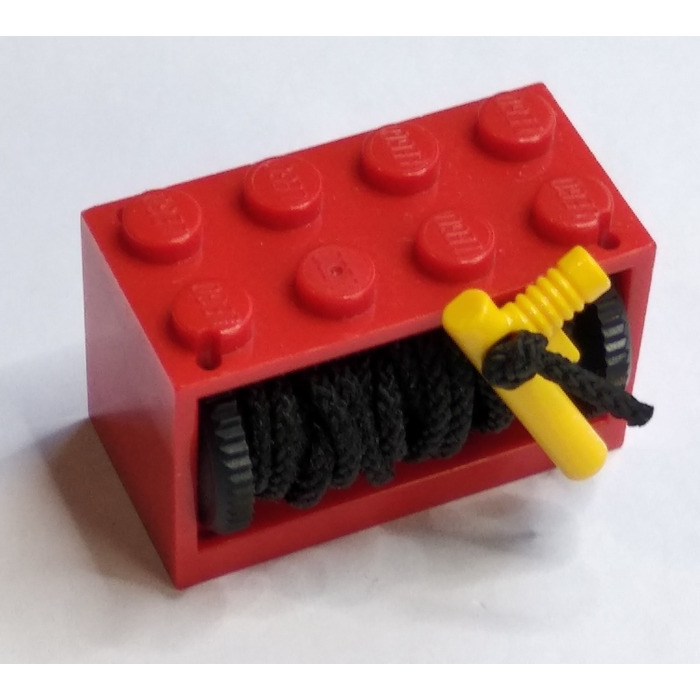 LEGO String Reel 2 x 4 x 2 Holder with Black Drum and Black String ...