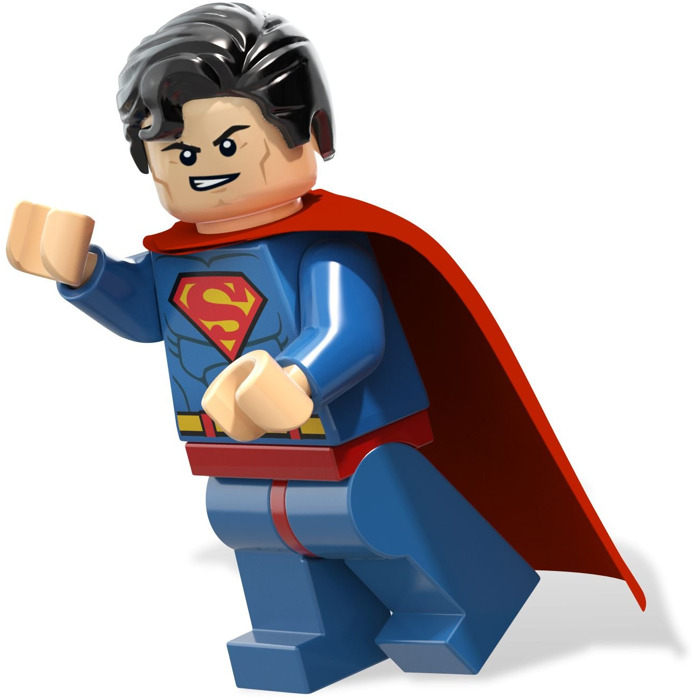 LEGO Superman with Starched Cape (Frown / Lopsided Grin) Minifigure ...