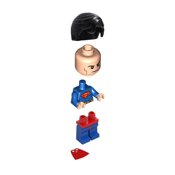 LEGO Superman with Starched Cape (Frown / Lopsided Grin) Minifigure ...