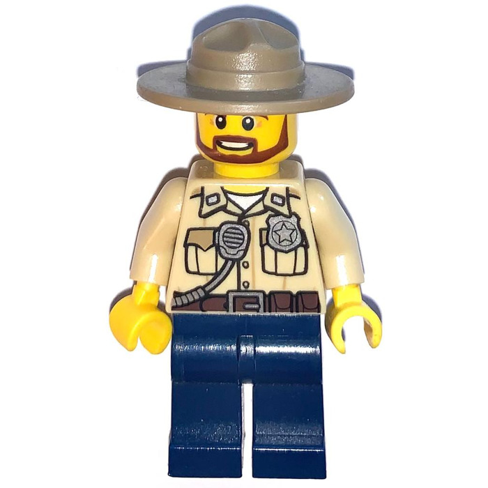 LEGO Swamp Police Officer with Dark Tan Hat Minifigure with Brown Beard ...