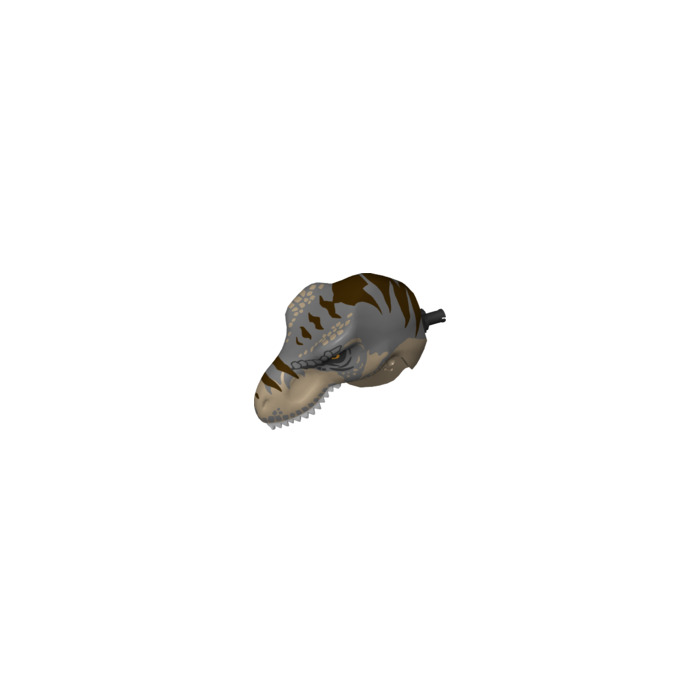 LEGO T-Rex Head with Gray Top and Dark Brown Stripes (65372 / 98161 ...