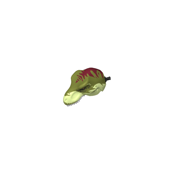LEGO T-Rex Head with Olive Green Top and Dark Red Stripes (78361 / ...