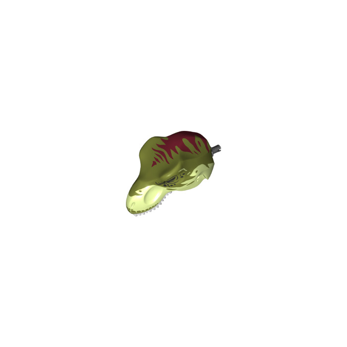 LEGO T-Rex Head with Olive Green Top and Dark Red Stripes (78361 / ...