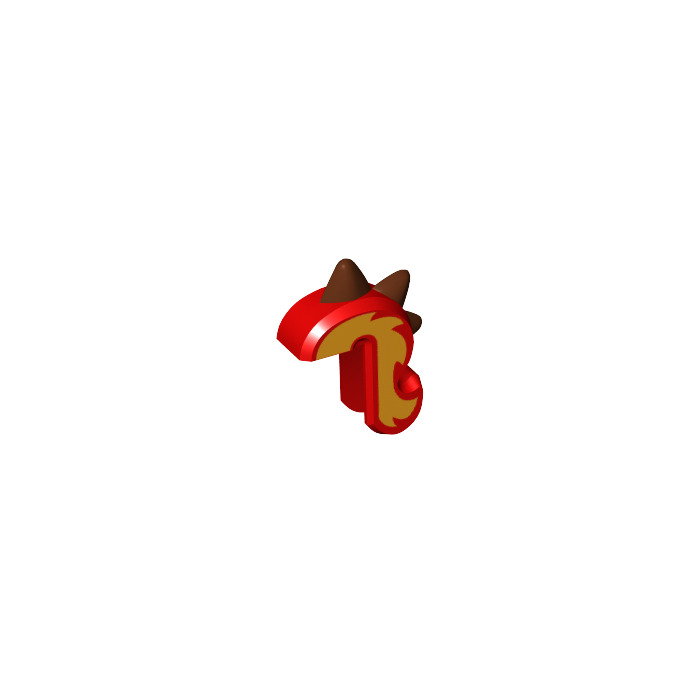 LEGO Tail 1 x 2 x 2 with Reddish Brown Spikes and Yellow Flames (48155 ...