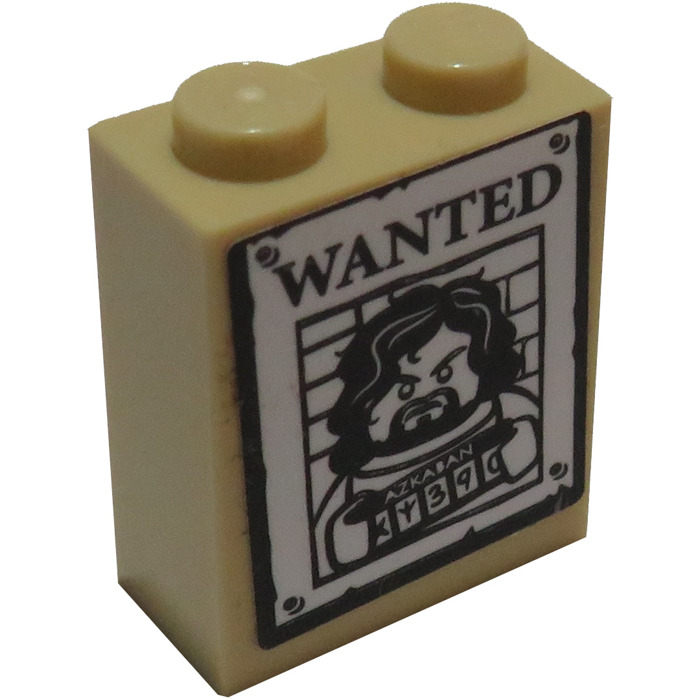 LEGO Tan Brick 1 x 2 x 2 with Sirius Black Wanted Poster Sticker with ...