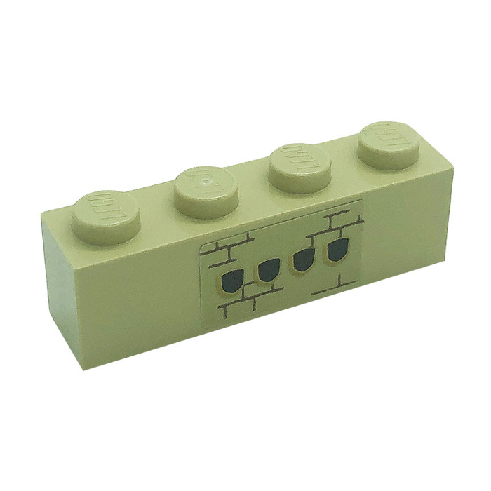 LEGO Tan Brick 1 x 4 with Shields and Bricks Sticker (3010) | Brick Owl ...