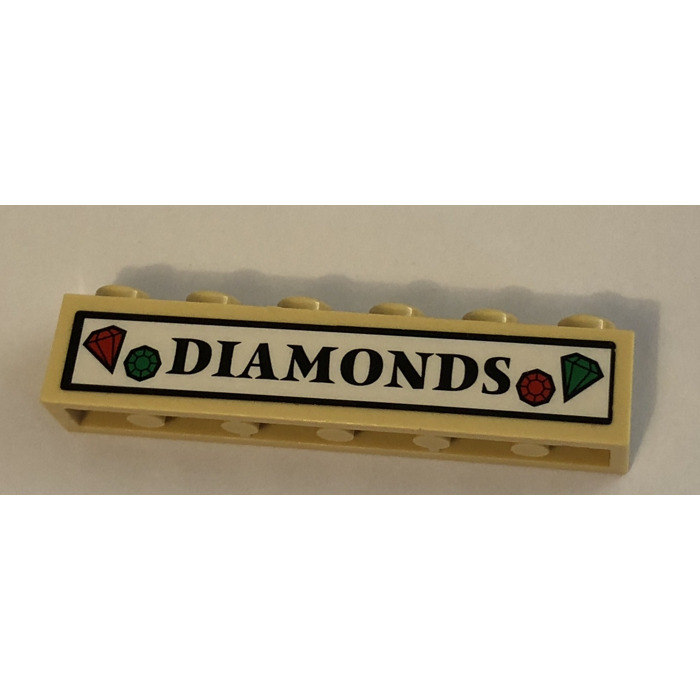 LEGO Tan Brick 1 x 6 with Diamonds Sign Sticker (3009) | Brick Owl ...