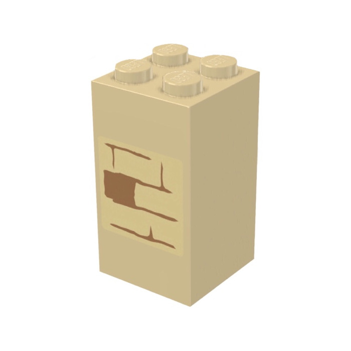 LEGO Tan Brick 2 x 2 x 3 with Bricks (Pattern 1) Sticker (30145 ...
