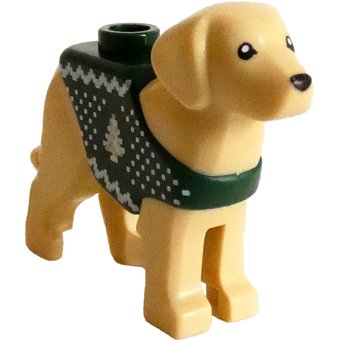 LEGO Tan Dog - Labrador with Vest with Christmas Tree (105143 / 107780 ...