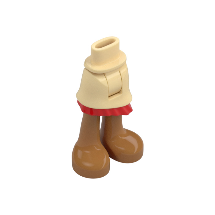 LEGO Tan Minidoll Hip with Skirt with Ruffle with with Red Ruffle and ...