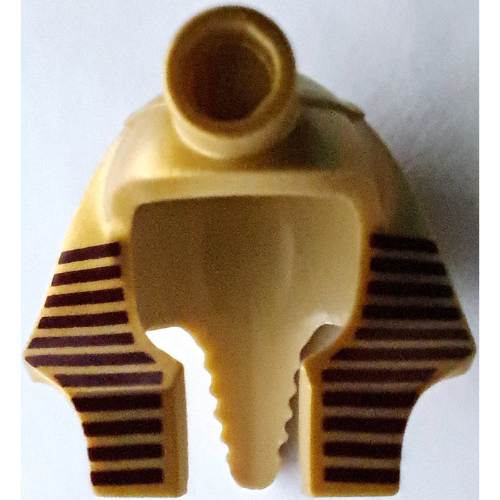 LEGO Tan Mummy Headdress with Dark Red Stripes on Metallic Gold with ...
