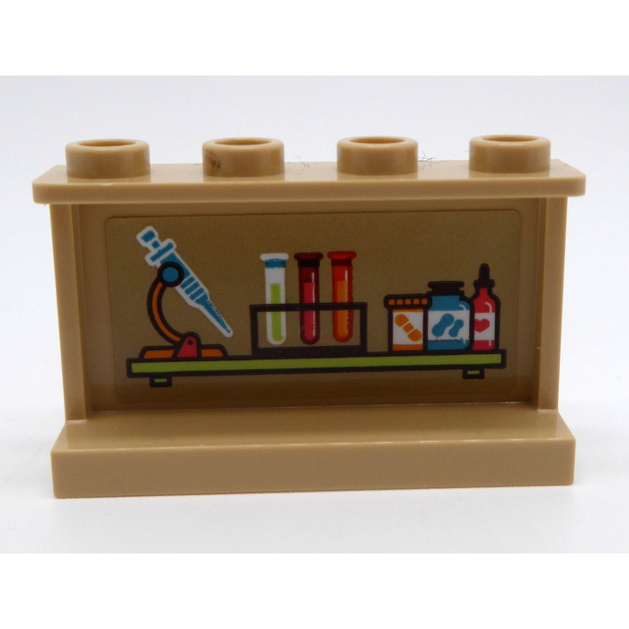 LEGO Tan Panel 1 x 4 x 2 with Microscope, Test Tubes and Flasks Sticker ...