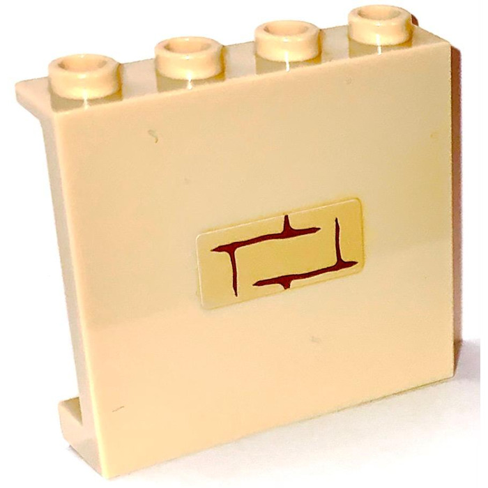 LEGO Tan Panel 1 x 4 x 3 with Brick pattern Sticker with Side Supports ...