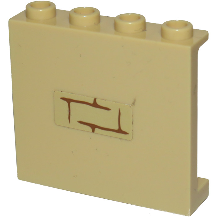 LEGO Tan Panel 1 x 4 x 3 with Brick pattern Sticker with Side Supports ...