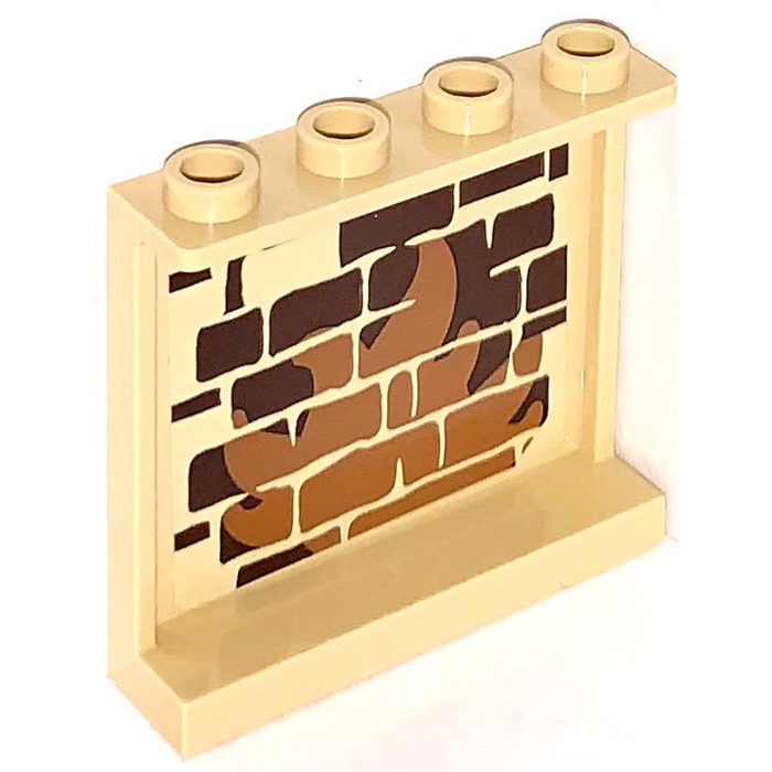 LEGO Tan Panel 1 x 4 x 3 with Fireplace Sticker with Side Supports ...