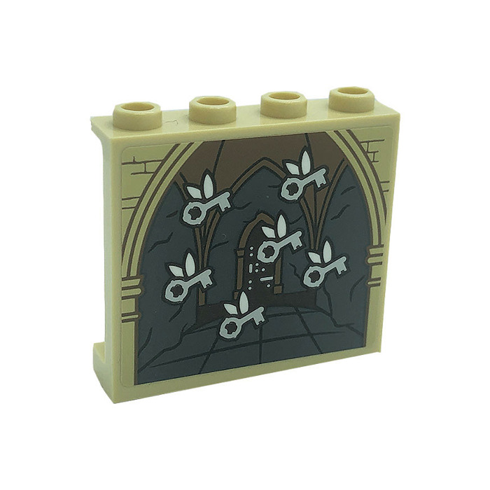 LEGO Tan Panel 1 x 4 x 3 with Flying Keys, Arch and Bricks Sticker with ...