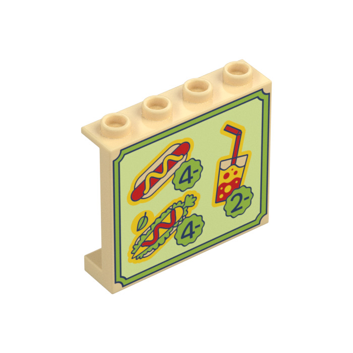 LEGO Panel 1 x 4 x 3 with Hotdog food prices / menu with Side Supports ...