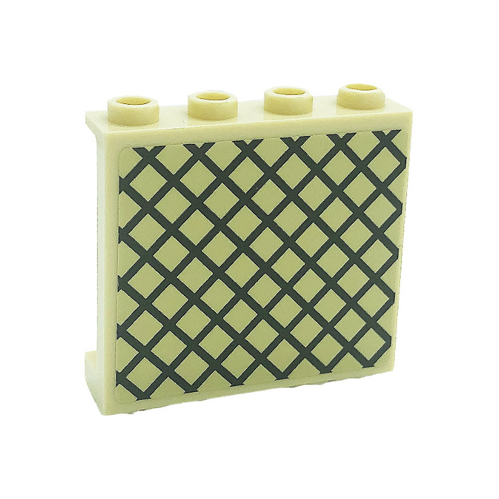 LEGO Tan Panel 1 x 4 x 3 with Lattice Sticker with Side Supports (35323 ...