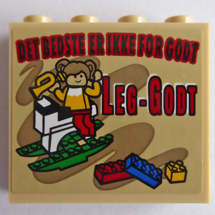 LEGO Tan Panel 1 x 4 x 3 with 'LEG-GODT' and Girl on a Rocking Horse ...