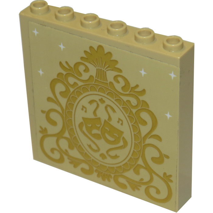 LEGO Panel 1 x 6 x 5 with Gold Frame Decorated with Two Masks Sticker ...