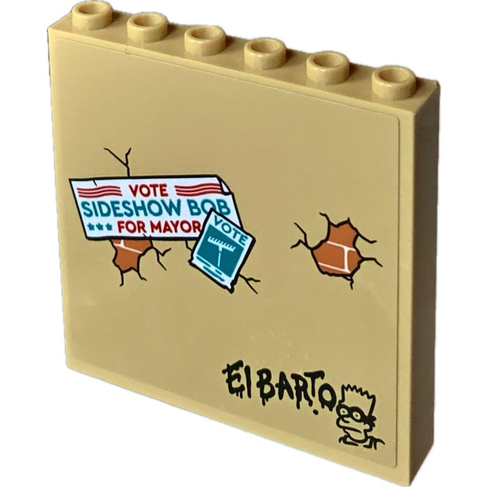 LEGO Panel 1 x 6 x 5 with Vote Sideshow Bob for Mayor & El Barto Tag ...