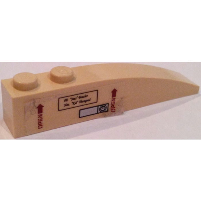 LEGO Tan Slope 1 x 6 Curved with Studs with Pilot/Navigator Call Signs ...