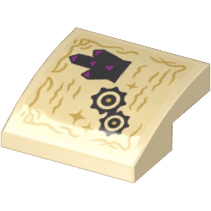 LEGO Tan Slope 2 x 2 Curved with Cogs and Jewel Sticker (15068) | Brick ...